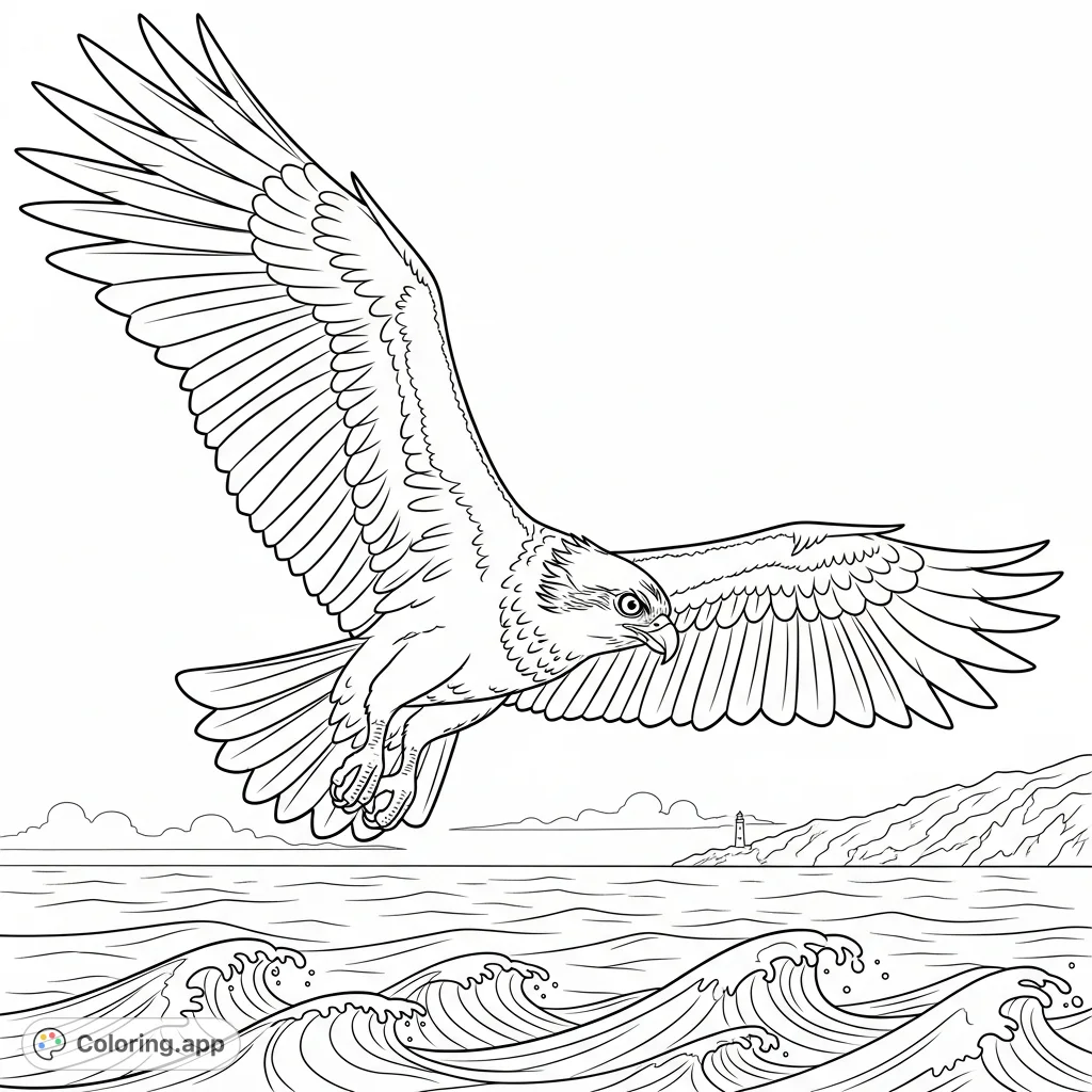 Majestic Seahawk in Flight - Coloring.app