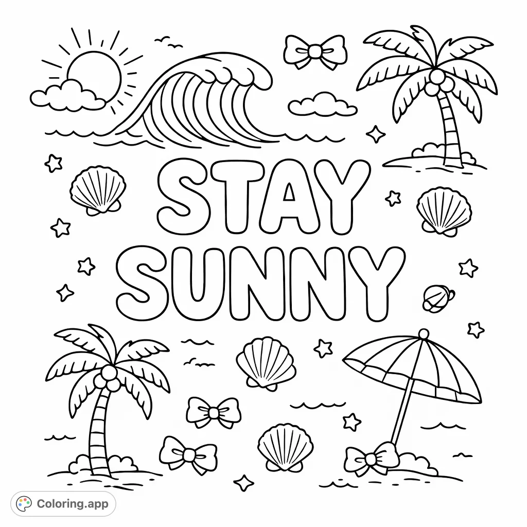 Stay Sunny Summer Scene - Coloring.app
