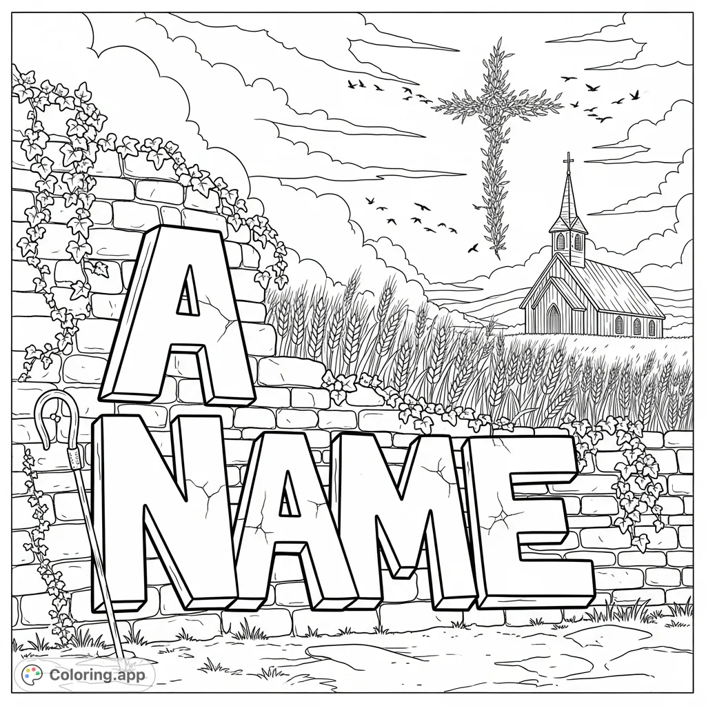 Graffiti Countryside Cross - Coloring.app