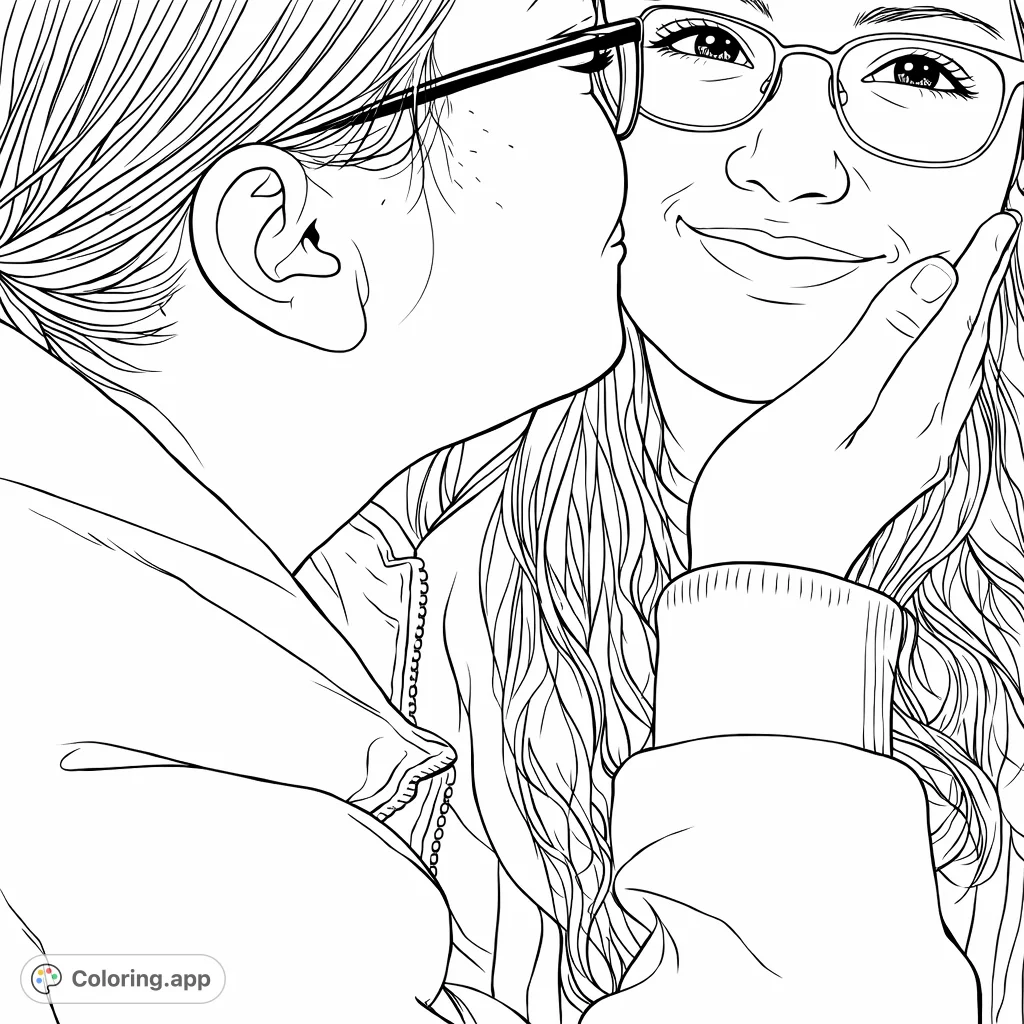 Sweet Embrace Moment - Coloring.app