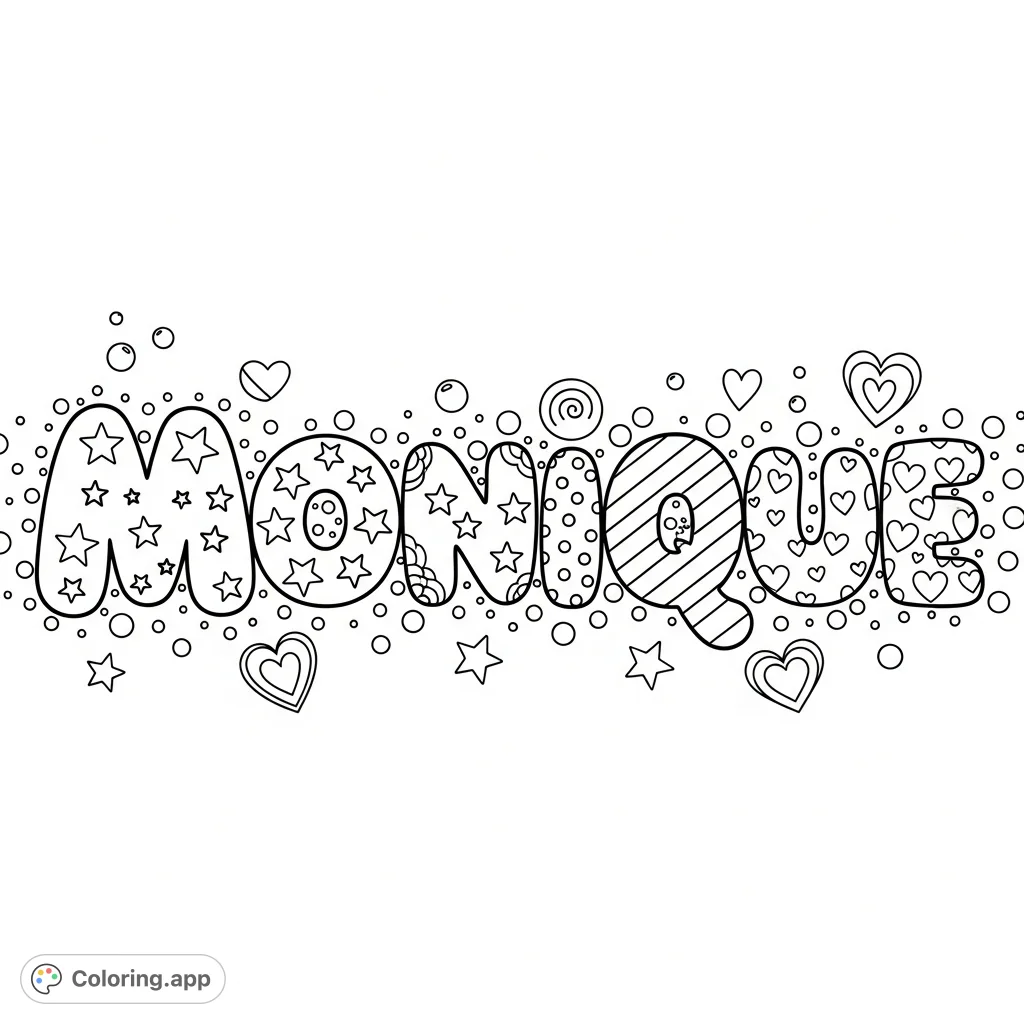 Monique Bubble Letter Delight - Coloring.app