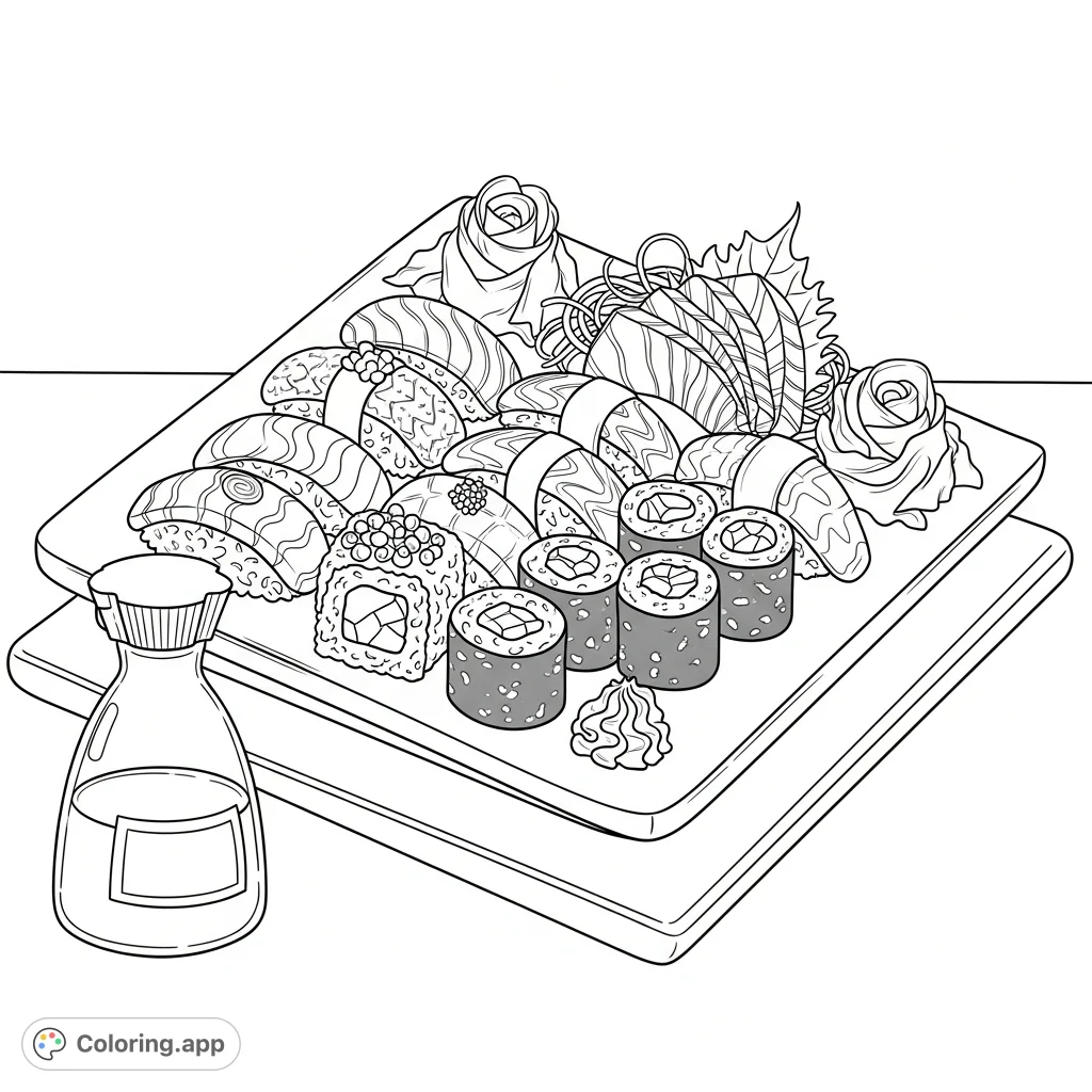 Sushi Platter Delights - Coloring.app