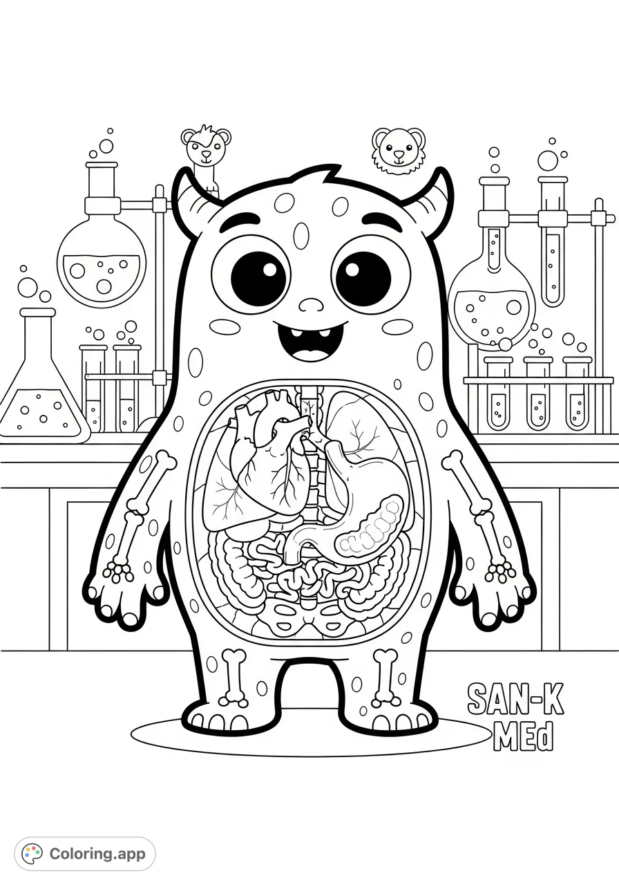 Little Monster Anatomy Adventure - Coloring.app