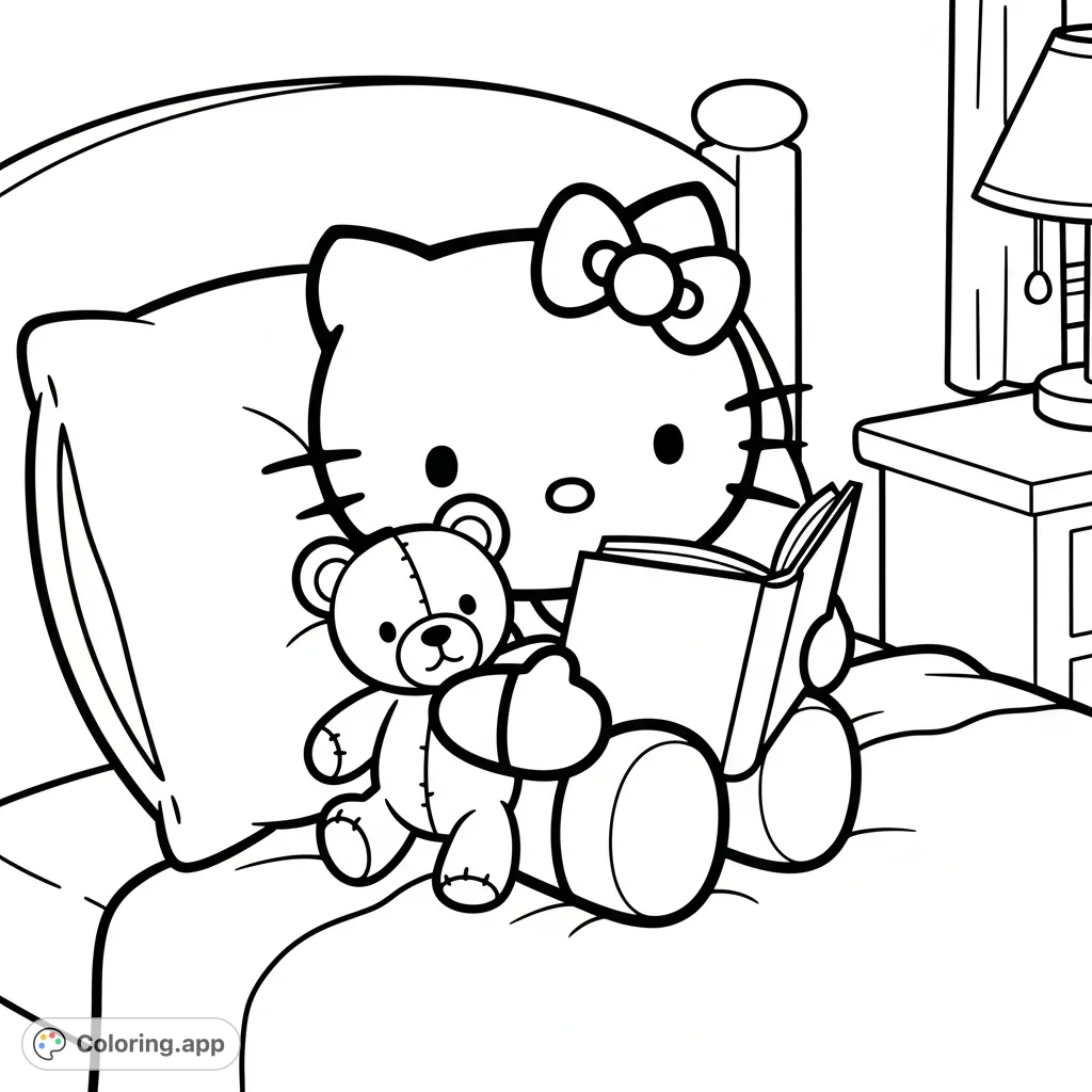 Hello Kitty Morning Read - Coloring.app