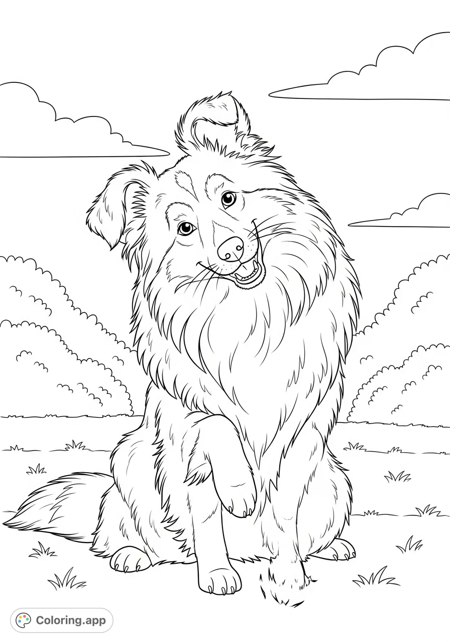 Silly Floppy-Eared Sheltie - Coloring.app