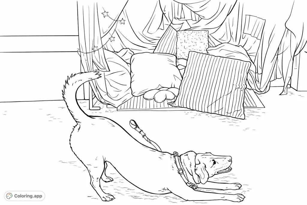 Cozy Dog Fort Playtime - Coloring.app