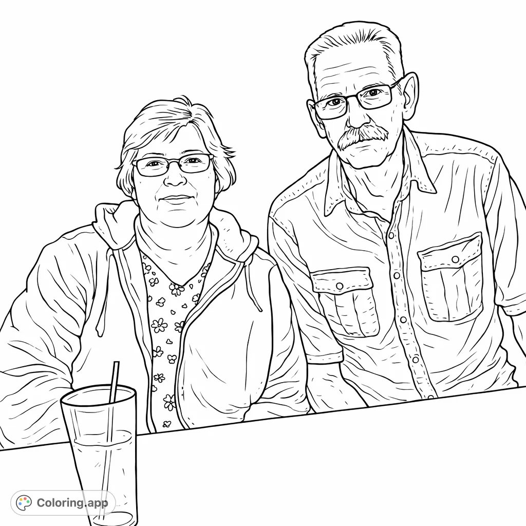 Warm Portrait of Two Adults - Coloring.app