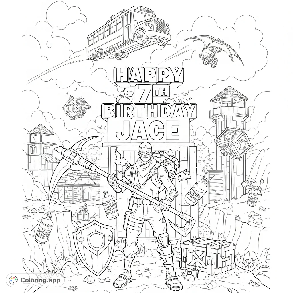 Fortnite Birthday Battle - Coloring.app