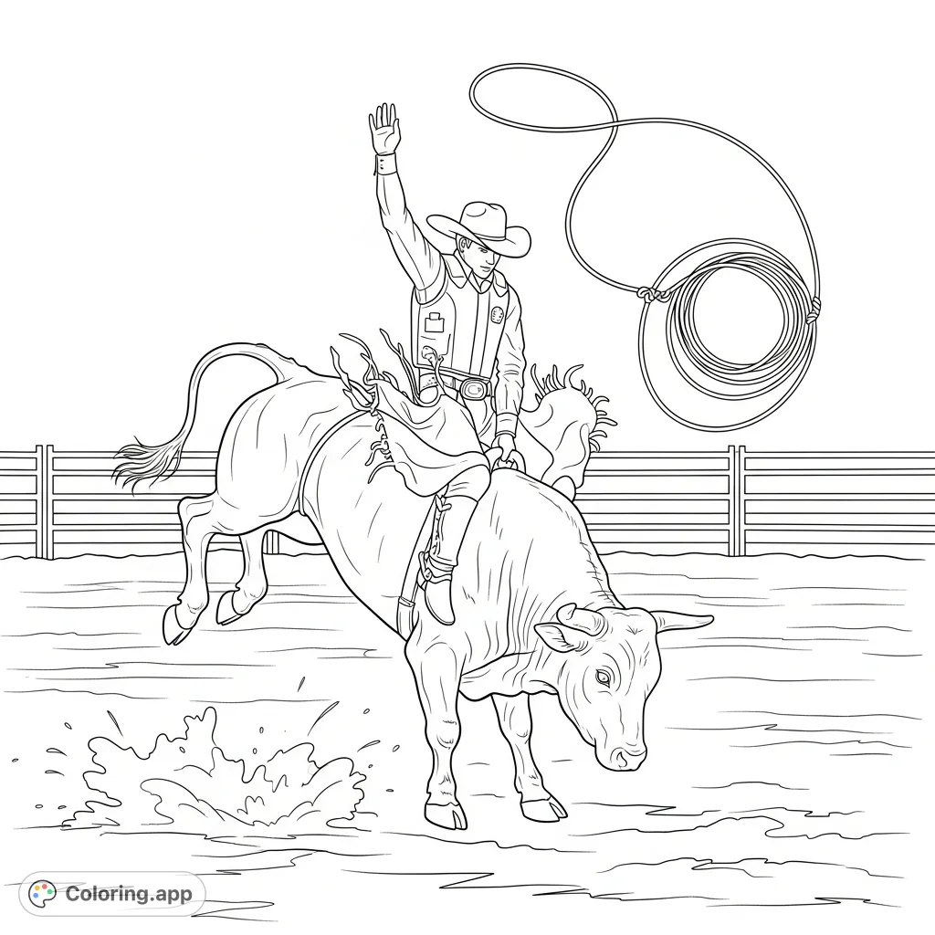 Bull Rider Rodeo Challenge - Coloring.app