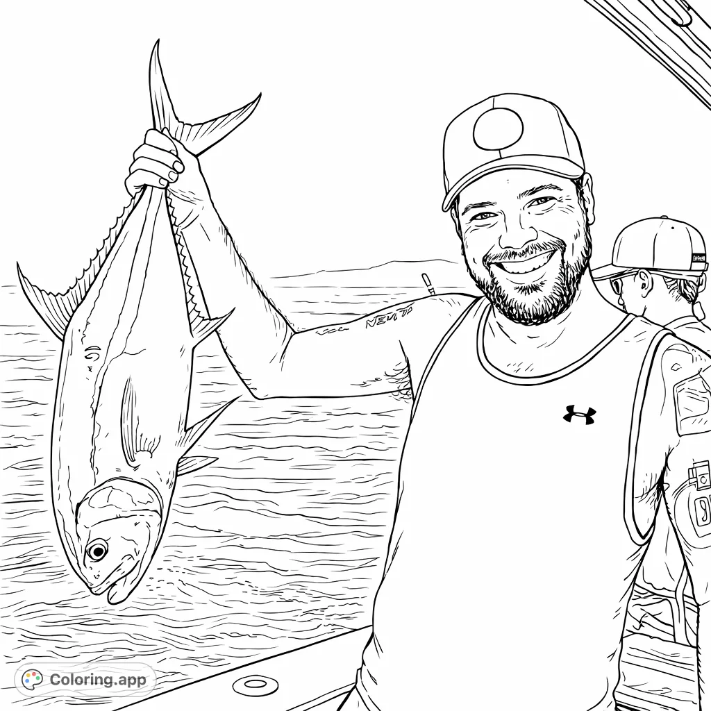 Angler's Proud Catch - Coloring.app