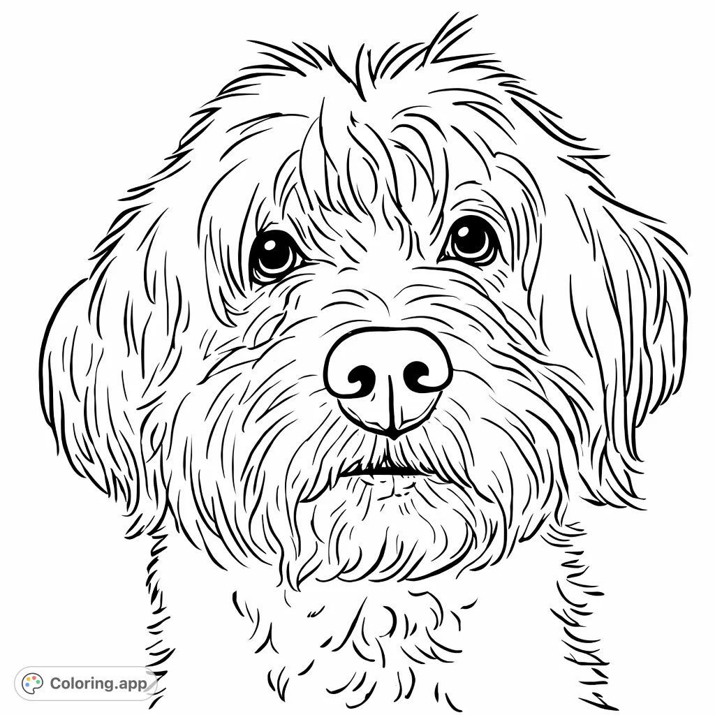 Adorable Fluffy Dog Face - Coloring.app