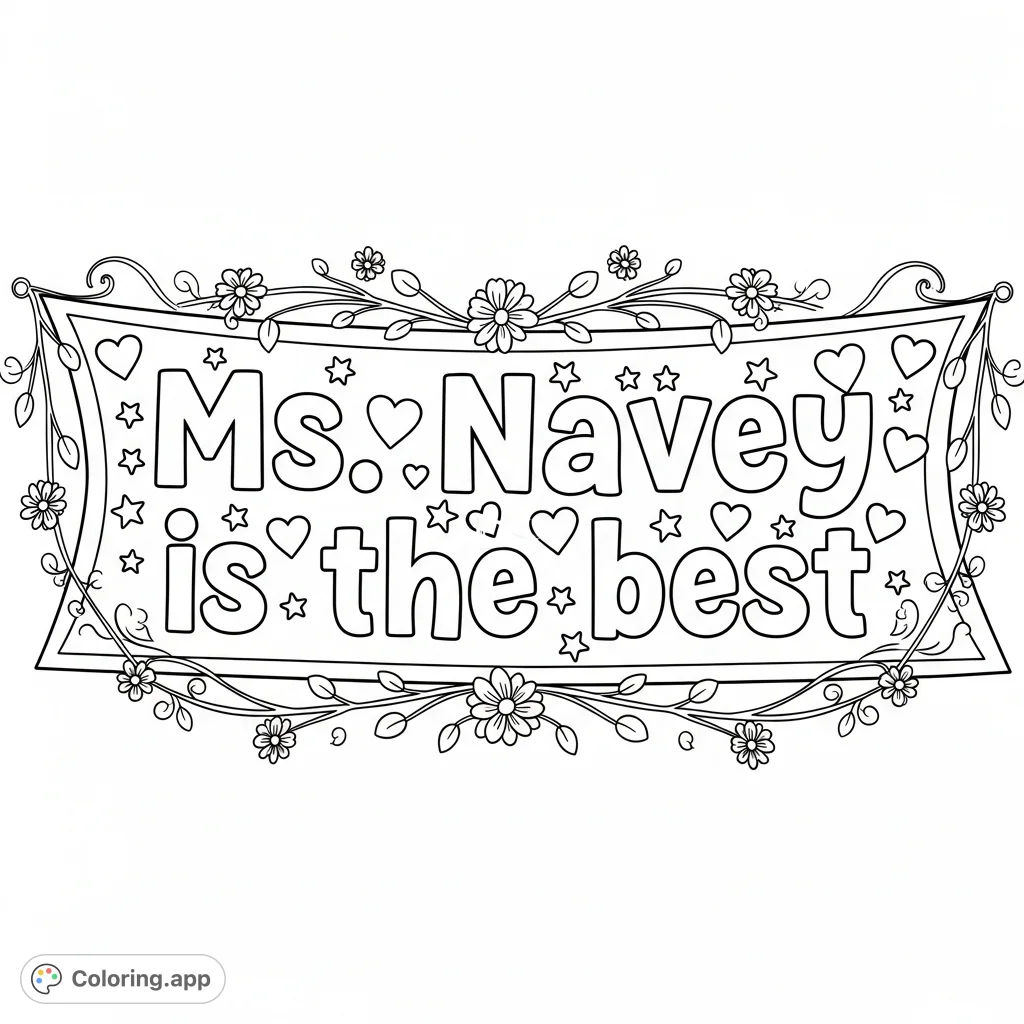 Ms. Navey's Best Celebration Banner - Coloring.app