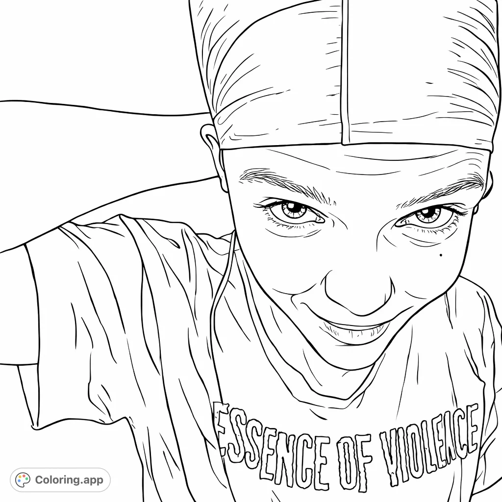 Youthful Figure with Unique Headwear - Coloring.app