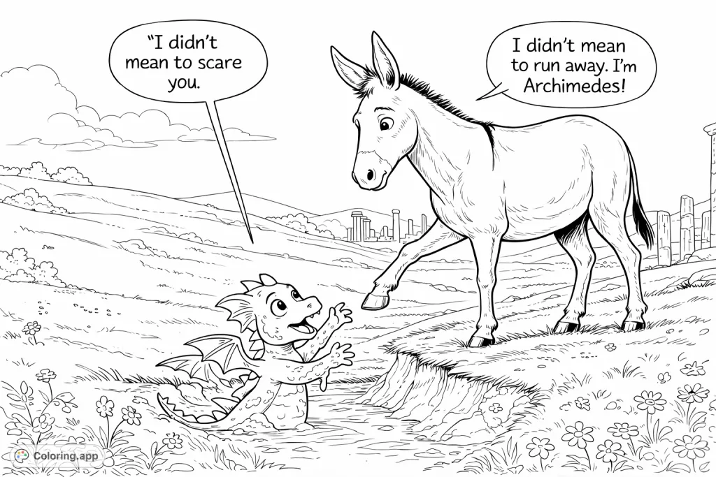 Donkey and Dragon Discovery - Coloring.app