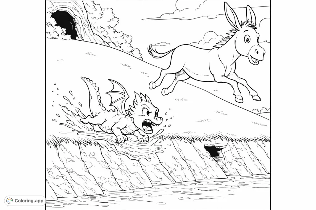 Donkey and Dragon Mayhem - Coloring.app