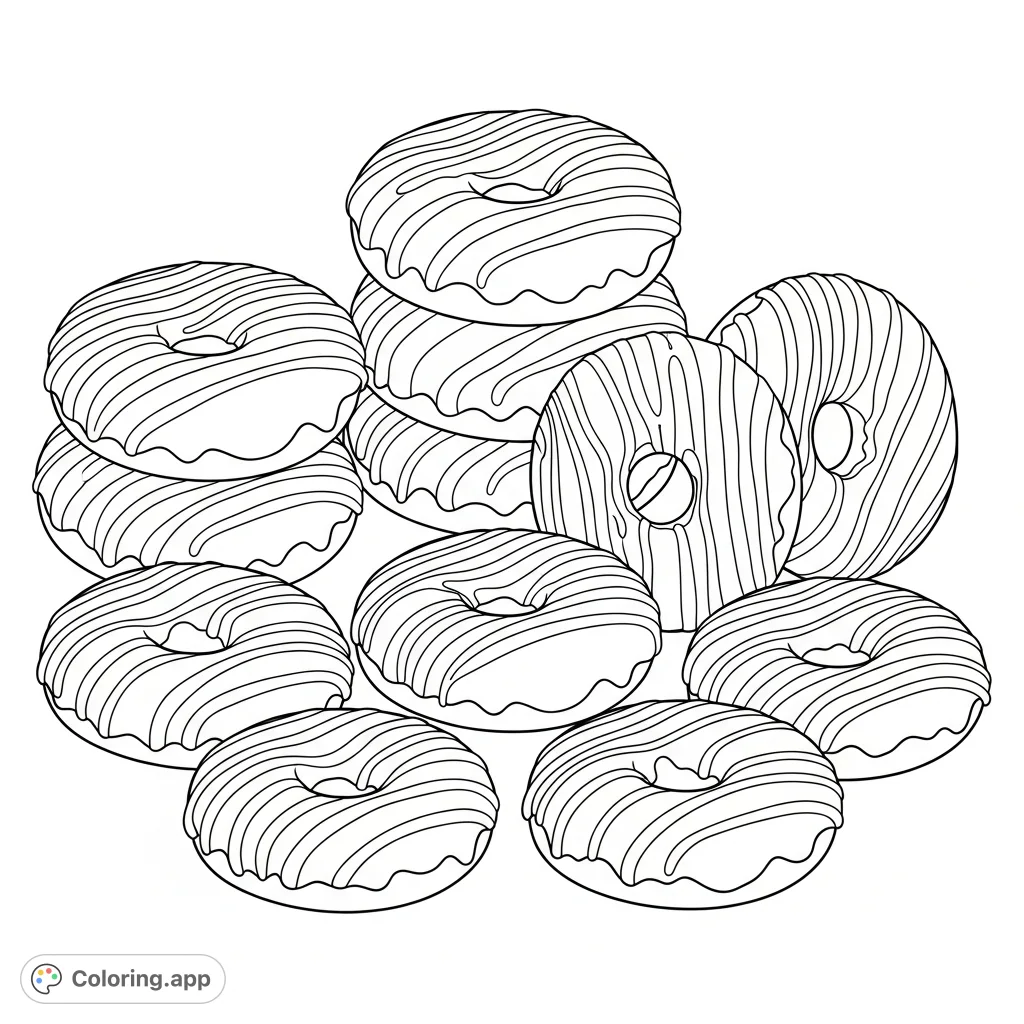 Glazed Doughnuts Delight - Coloring.app