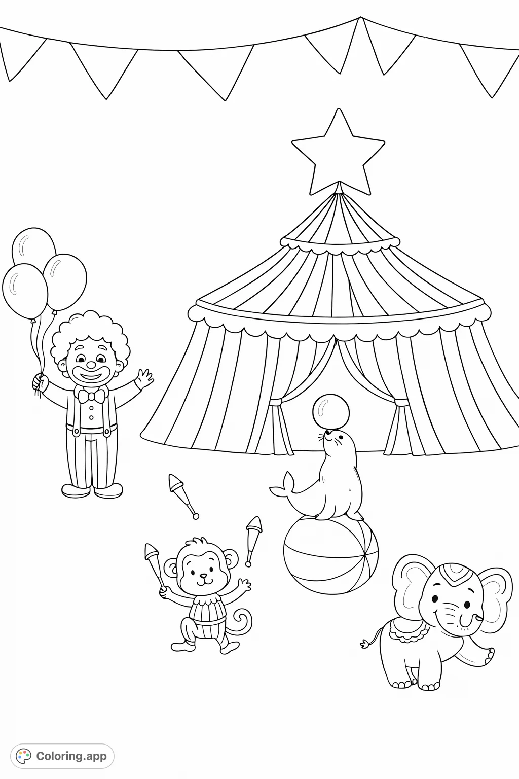 Whimsical Circus Adventure - Coloring.app
