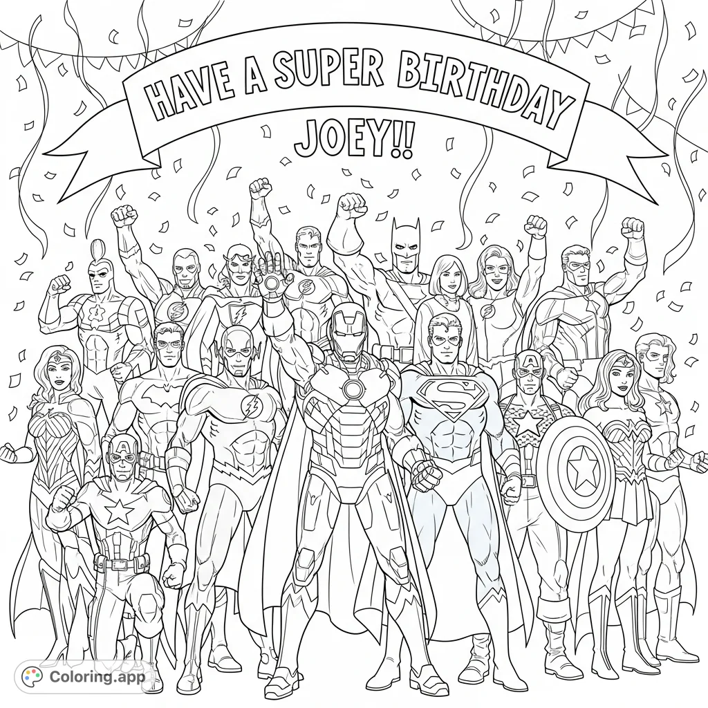 Heroic Birthday Assembly - Coloring.app