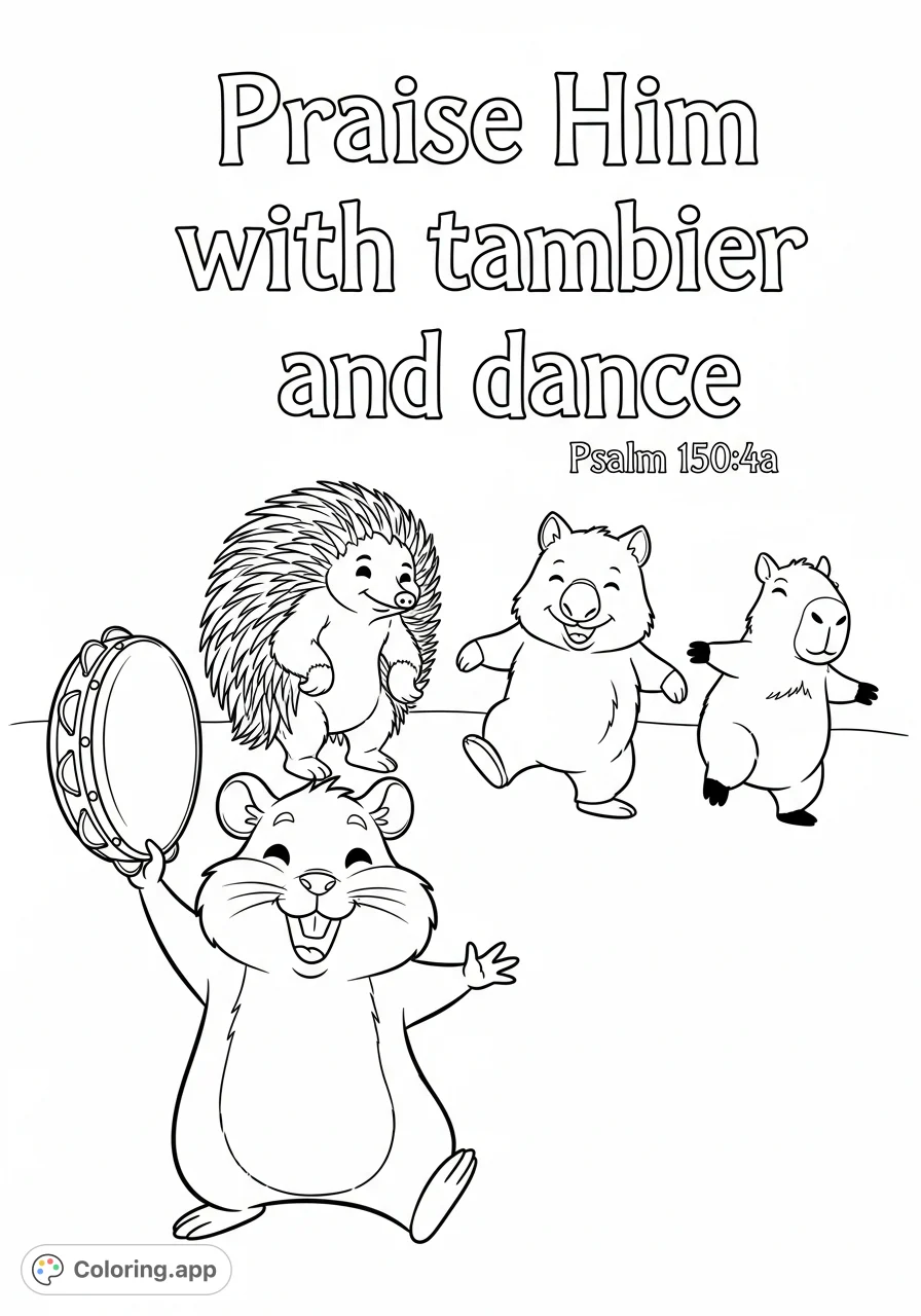 Joyful Animals Praise Dance - Coloring.app