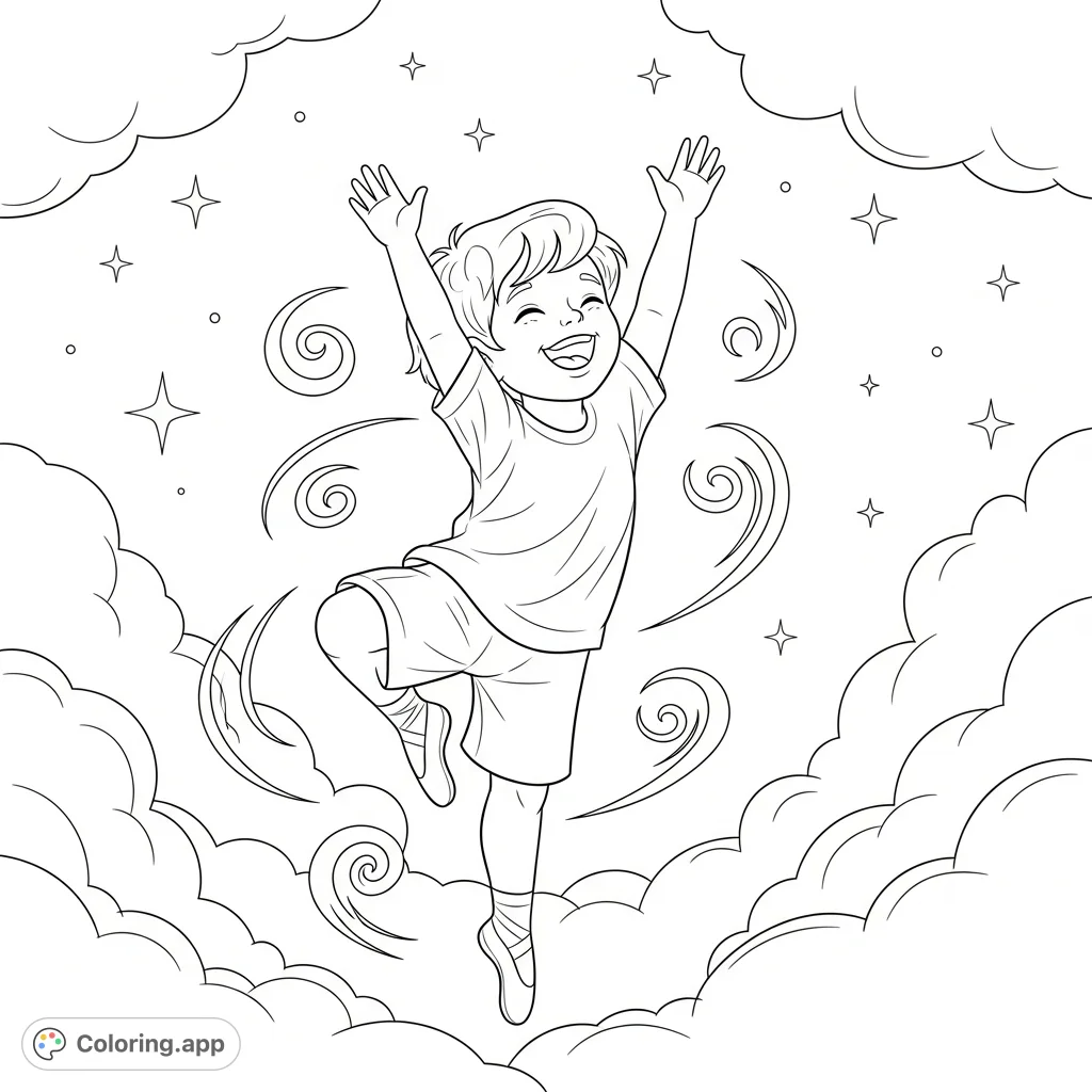 Dancing Child in Sky - Coloring.app