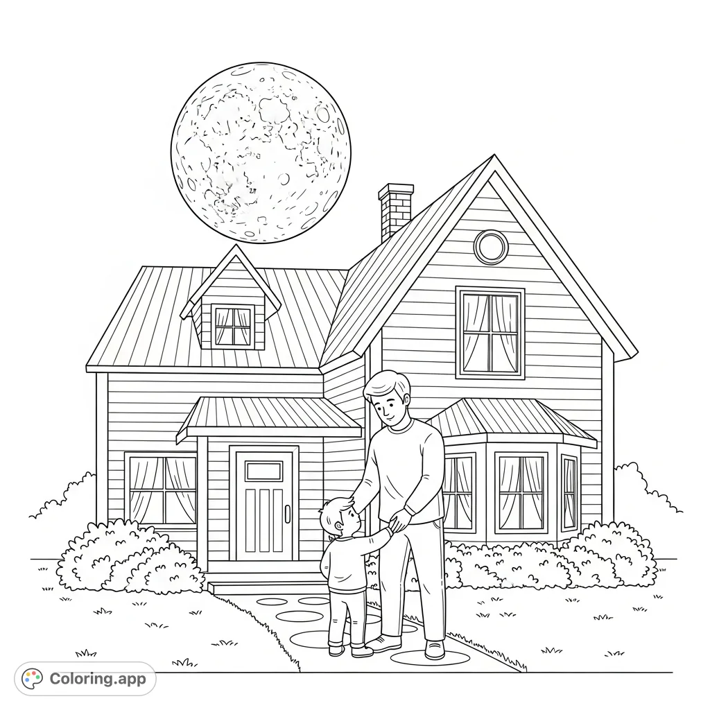 Family, Home, and Moonlit Gratitude - Coloring.app