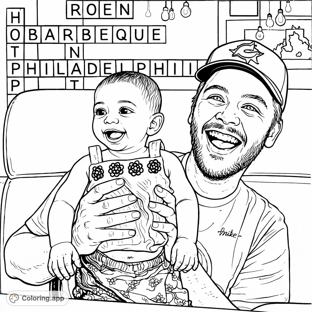 Joyful Parent and Baby Portrait - Coloring.app