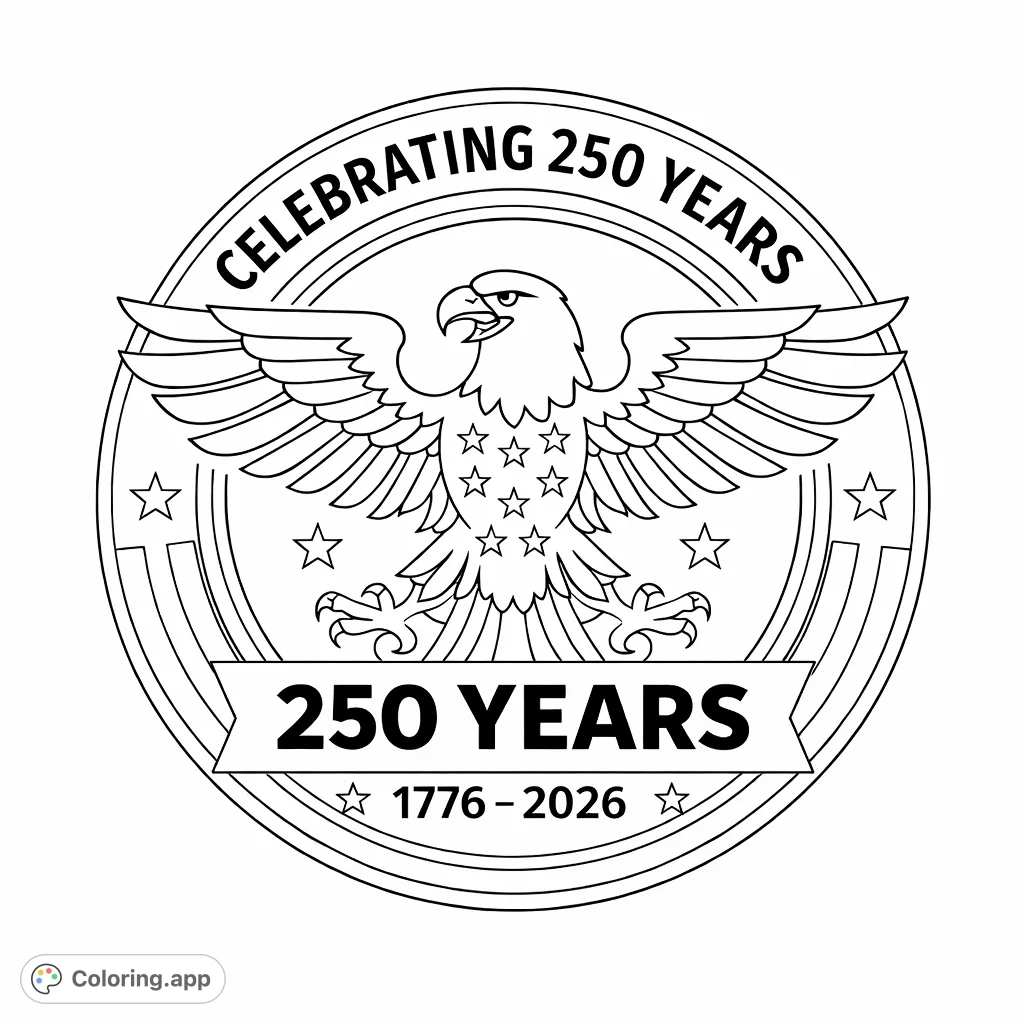 Patriotic Eagle Celebration Emblem - Coloring.app