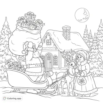 christmas coloring pages santa and reindeer