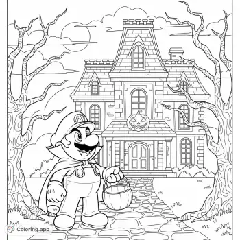 mario house coloring page