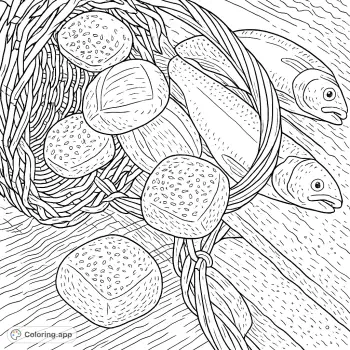 fish and bread coloring sheet