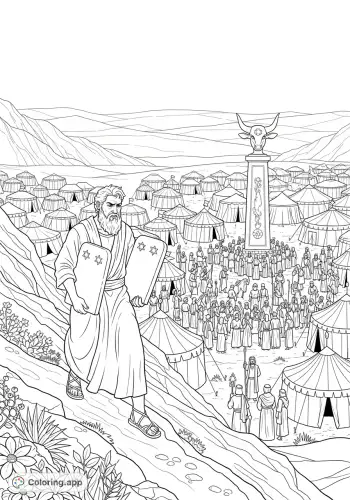 moses golden calf coloring page