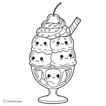 food kawaii cute ice cream coloring pages