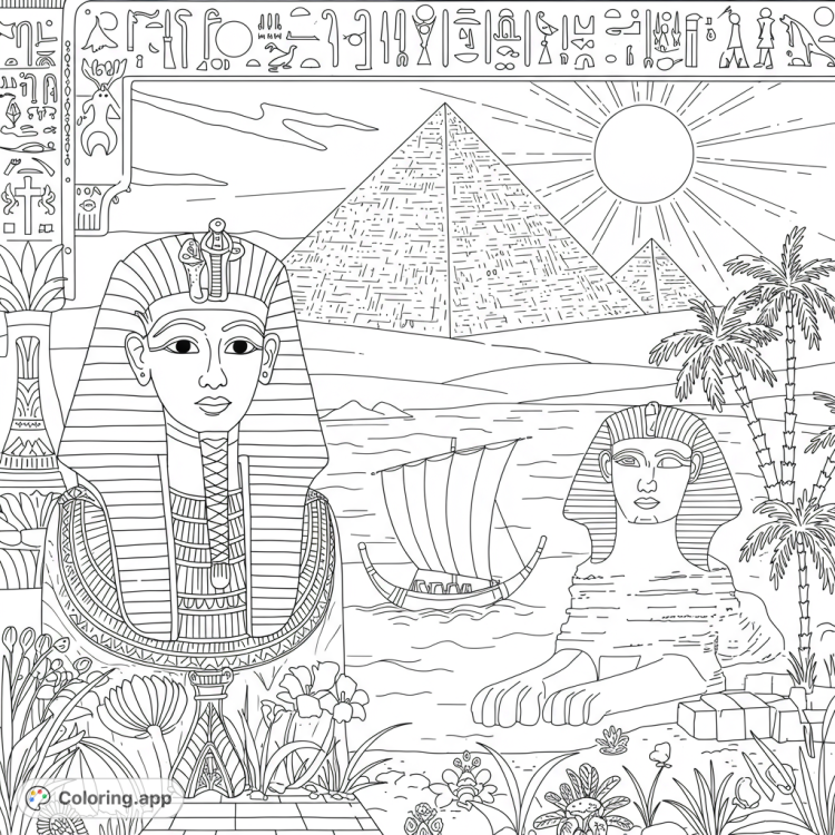 Ancient Egypt Coloring Page Adventure - Coloring.app