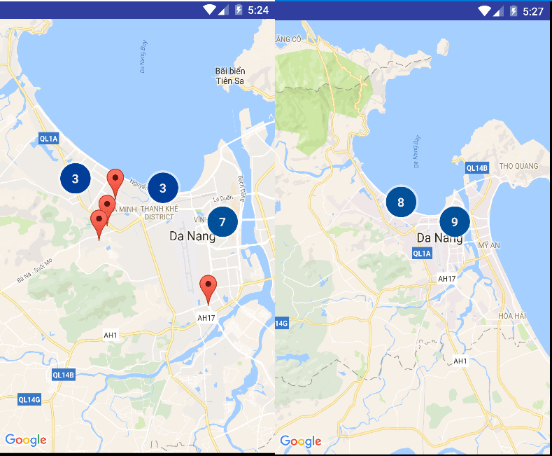 Gom Marker trong Android với Google Maps Android API - Google Maps Android Marker Clustering ...