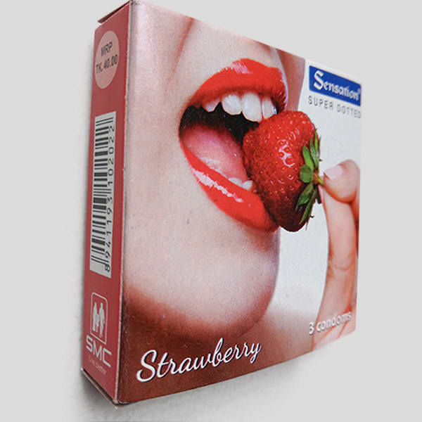 Sensation Strawberry Condom - Single Pack 3Pieces