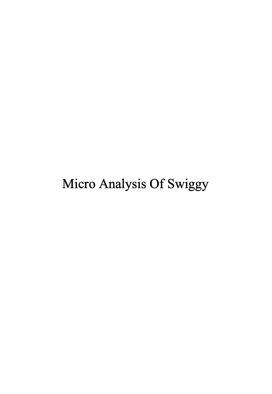 Micro Analysis Of Swiggy: Marketing Insights for Students