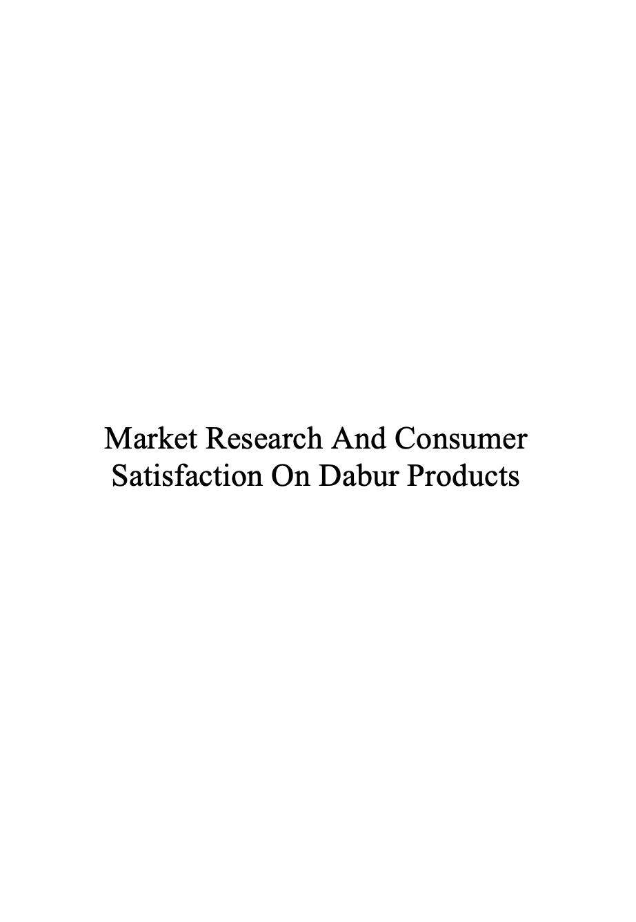 Dabur Market Research & Consumer Satisfaction Study