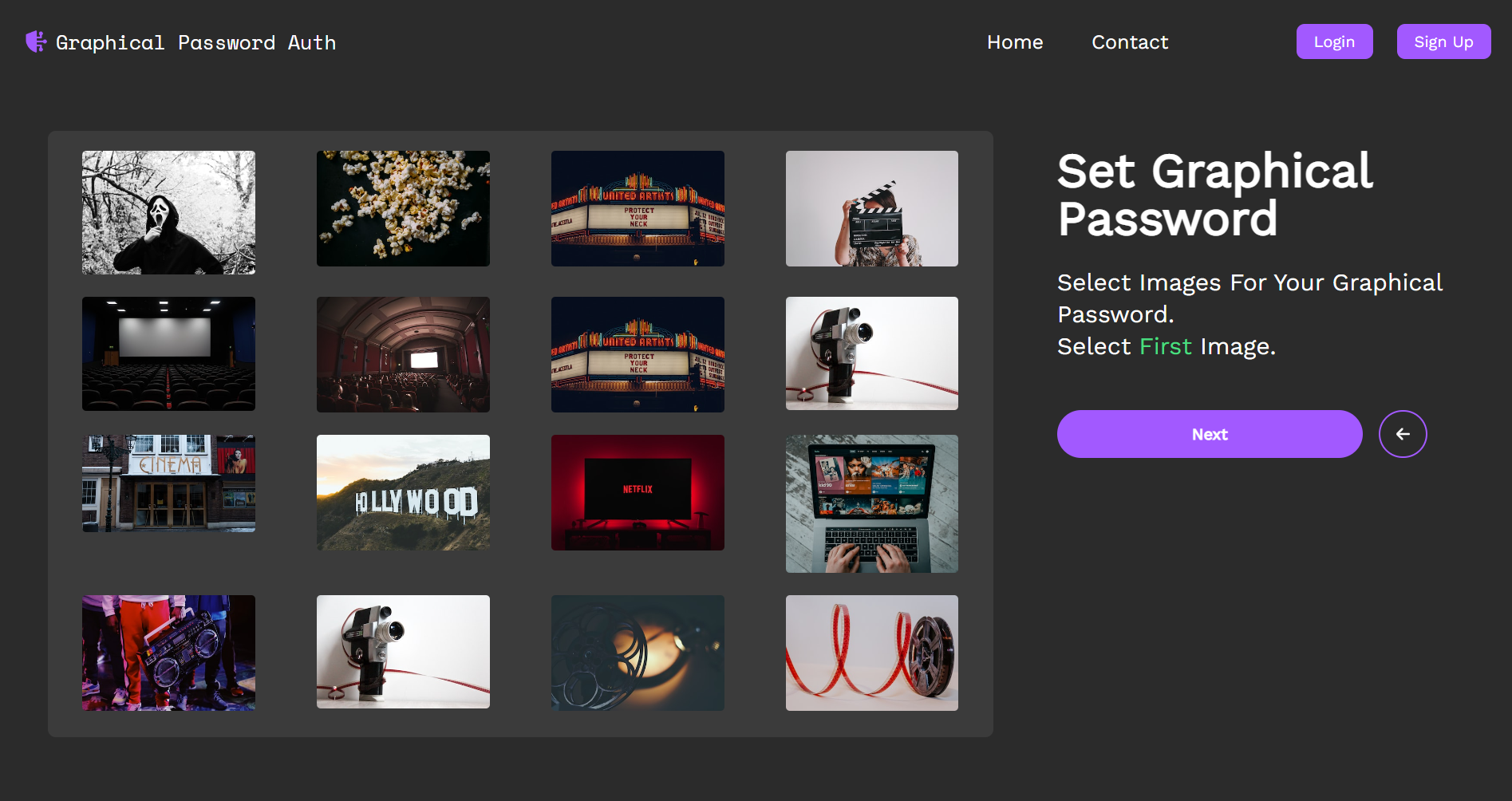 Graphical Password Authentication Project - MERN Stack