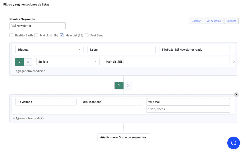 Wild Mail | Como crear segmentos de lista en ActiveCampaign