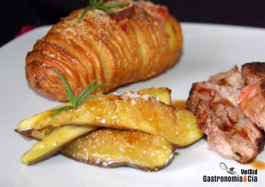 Pluma ibérica con higos y patatas Hasselback | Razas Porcinas - Cría y ...