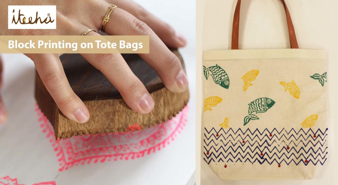Block Printing on Tote Bag