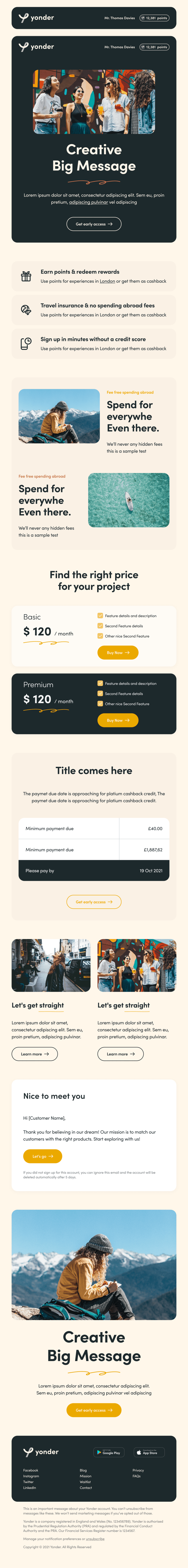 Email template client showcases - yonder