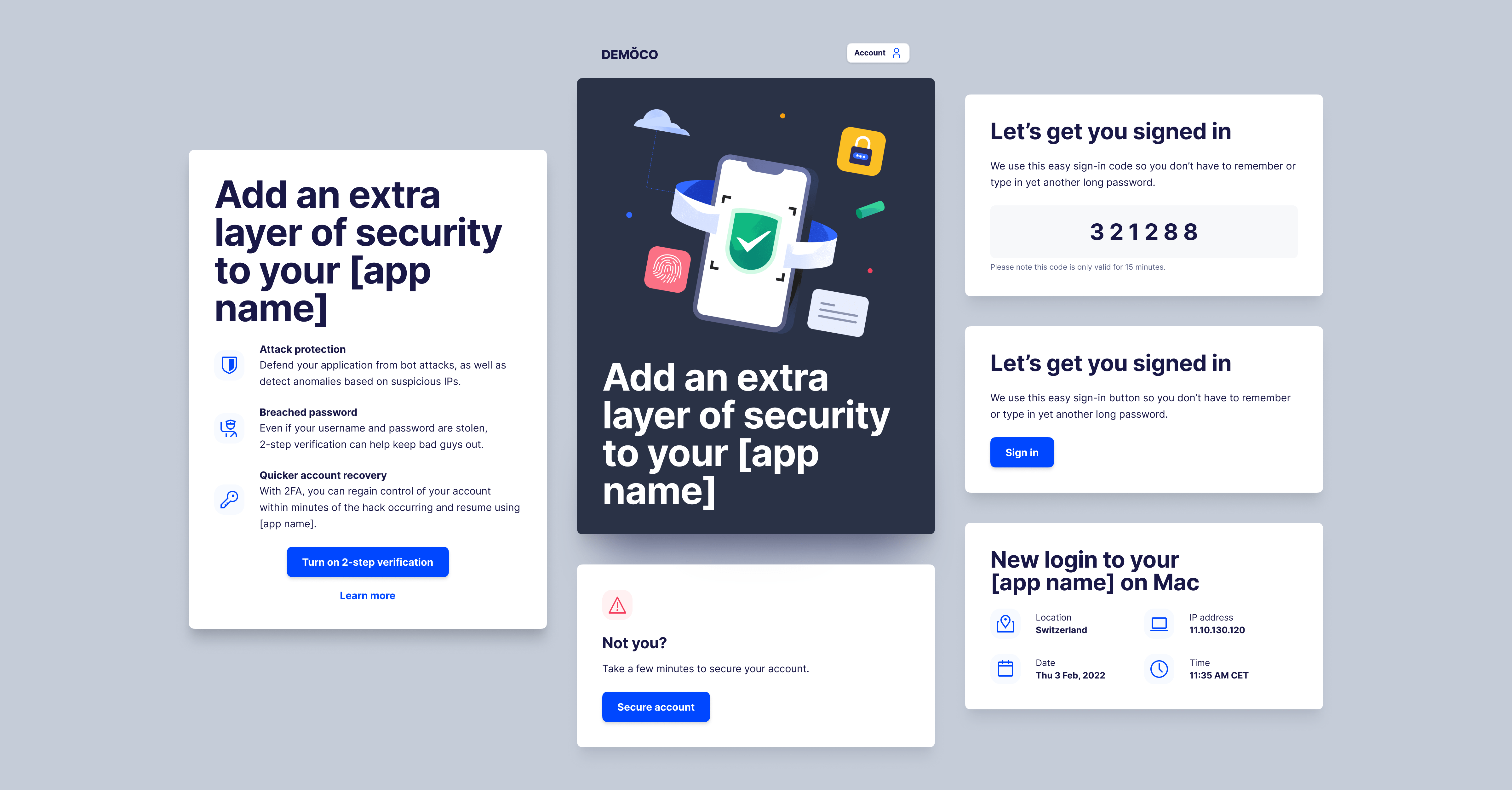 Authentication and secure login email templates