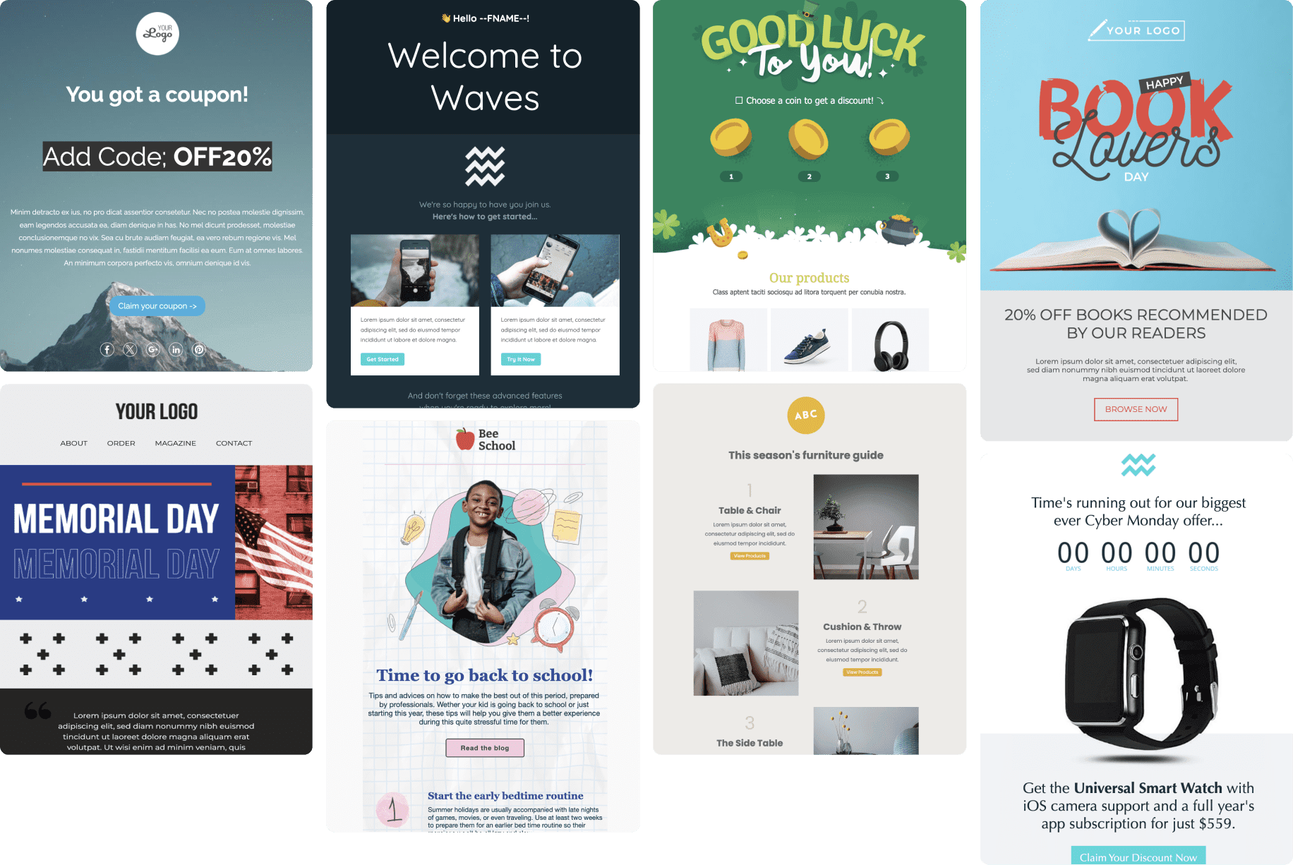 Email Templates: 100's of stunning tempaltes - Robly Features