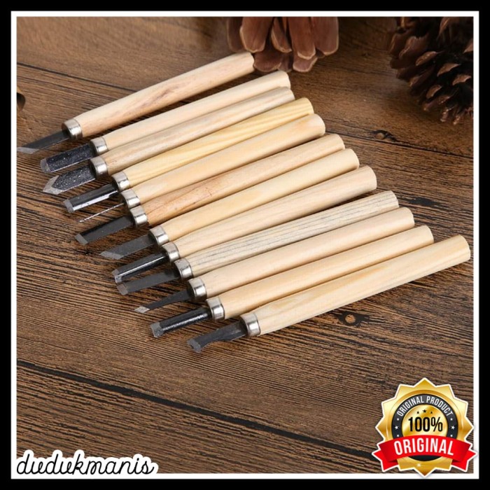 Jual Pisau Ukir Pahat Kayu 12 in 1 Alat Ukir Kayu Kesenian DIY PER-492 ...
