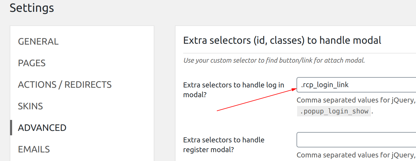 Restrict Content Pro integration – AJAX login registration modal Docs