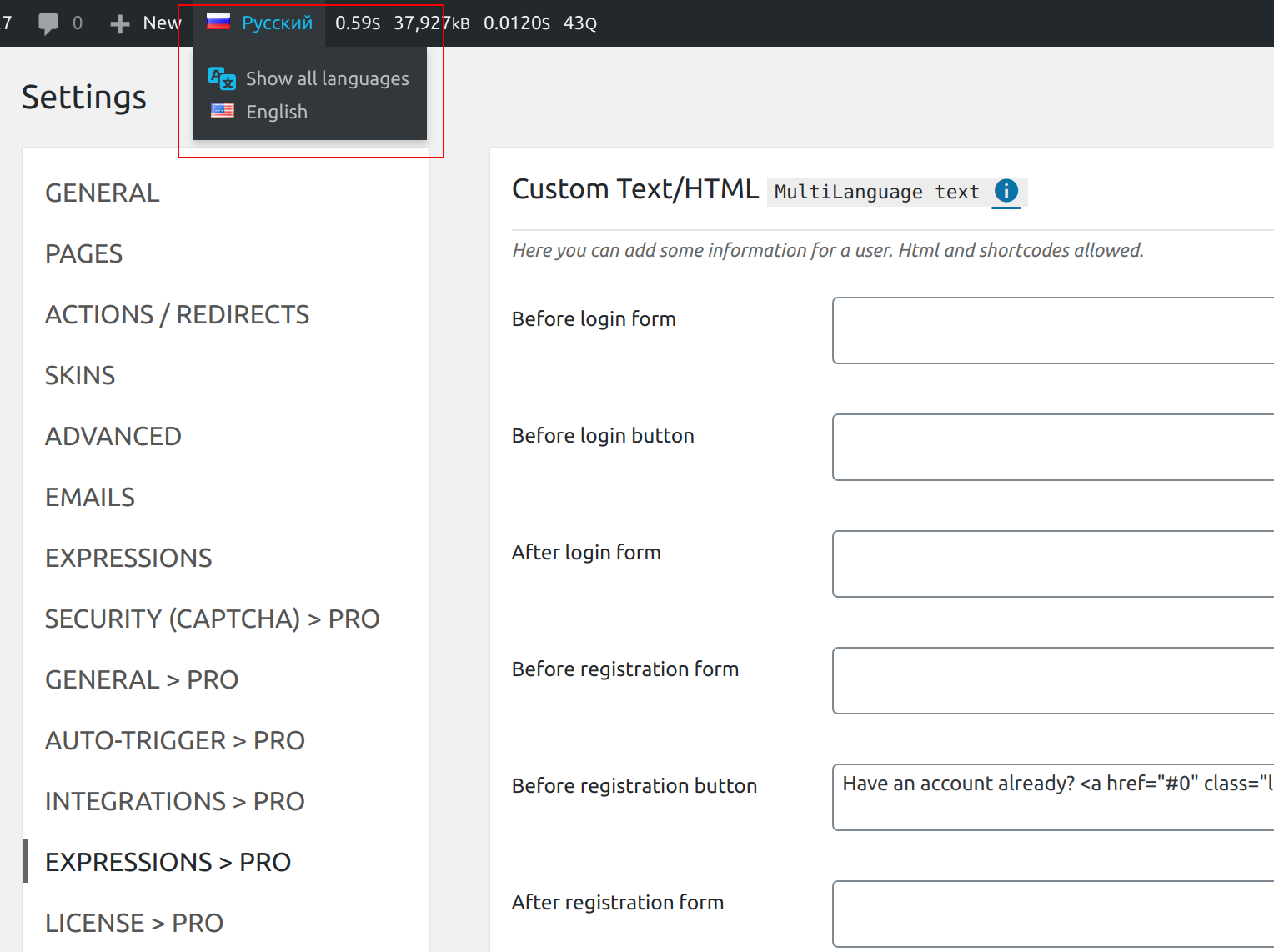 Multi-language set-up via Polylang – AJAX login registration modal Docs