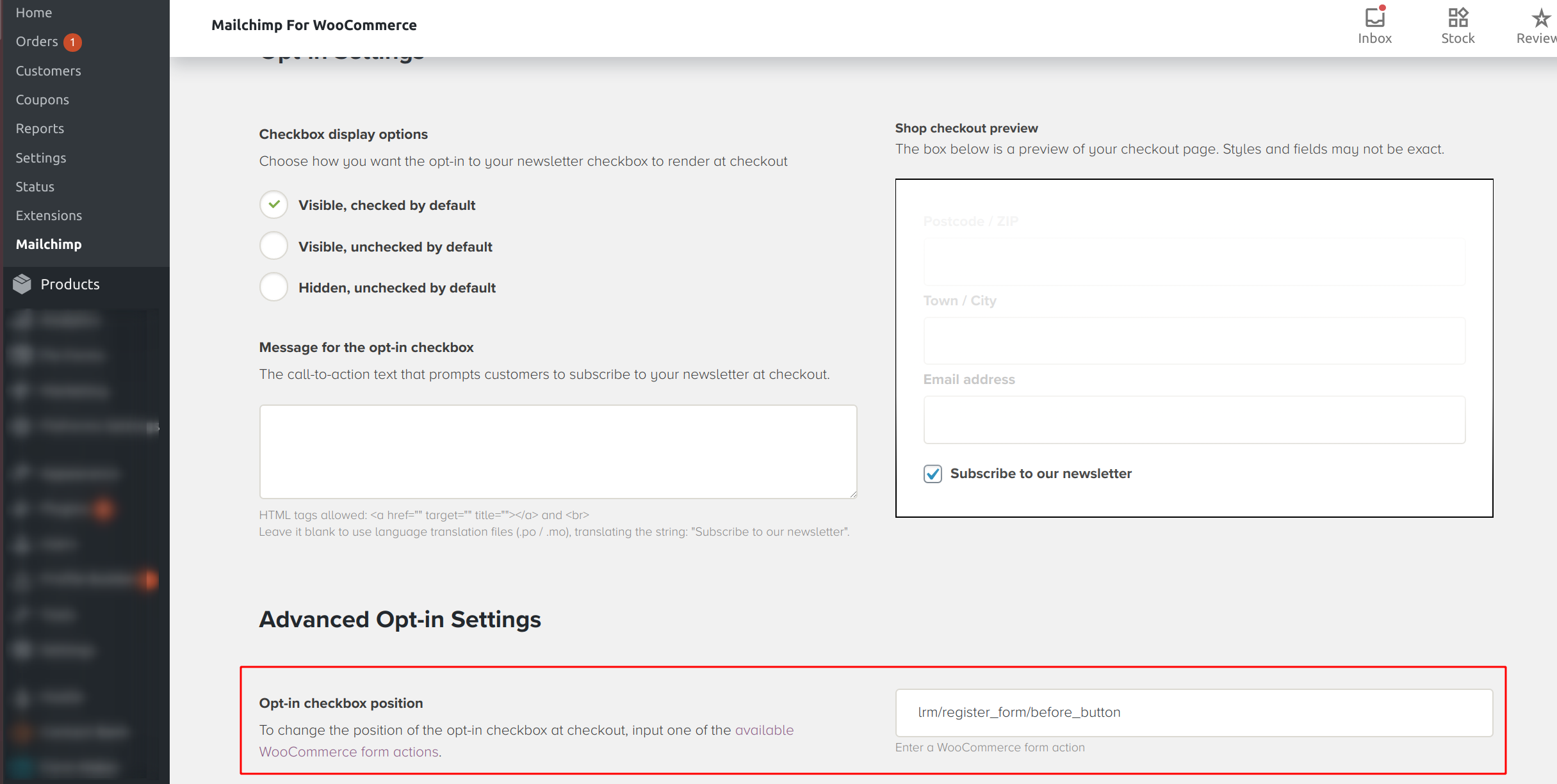 “Mailchimp for WooCommerce” plugin integration – AJAX login registration modal Docs