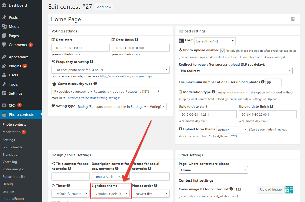 Venobox lightbox - Wp Foto Vote