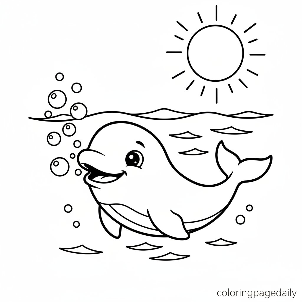Beluga Whale Bubbles - Printable Coloring Page